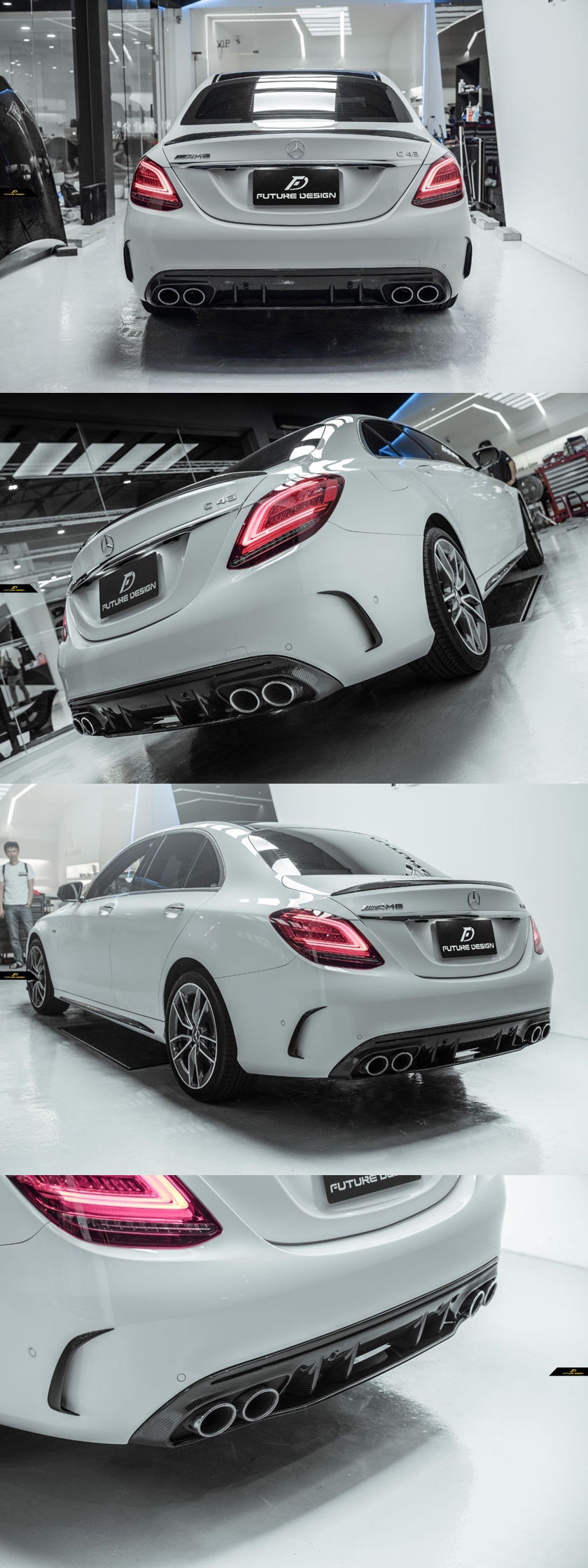 W205 AMG 專用 新款 C43 ED1 OEM 高品質 卡夢 後下巴 - 政銓企業有限公司